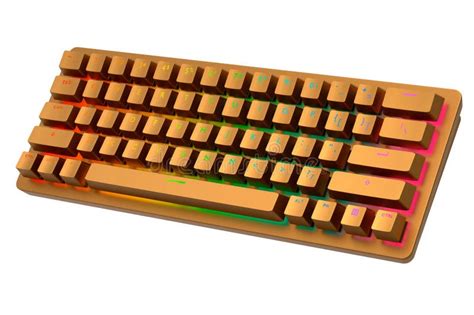 Realistic Computer Keyboard With Golden Chrome Texture Isolated On