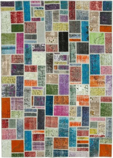 Multicolor Patchwork Hand Knotted Turkish Rug 6 9 X 9 8 81 X