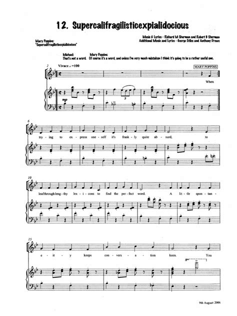Supercalifragilisticexpialidocious Score Pdf