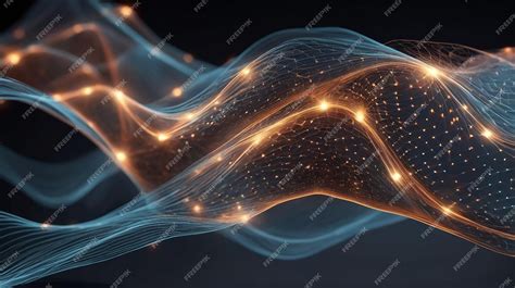 Premium Vector Wave With The Connection Of Dots And Lines 3d Rendering