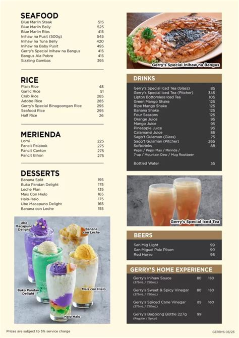 Gerrys Grill Philippines Menu And Prices [july 2024] Philmenu