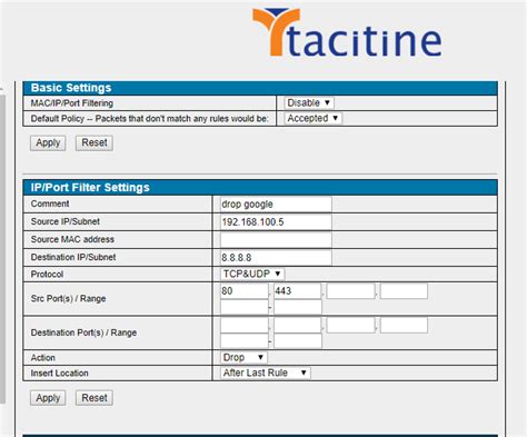 How To Configure The Mac Ip Filter Tacitine Knowledge Cares