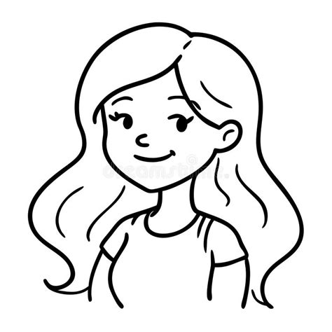 Drawing Of A Girl With Long Hair Cartoon
