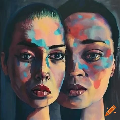 Artwork Depicting Contrast Between Two Women From Different Social Classes