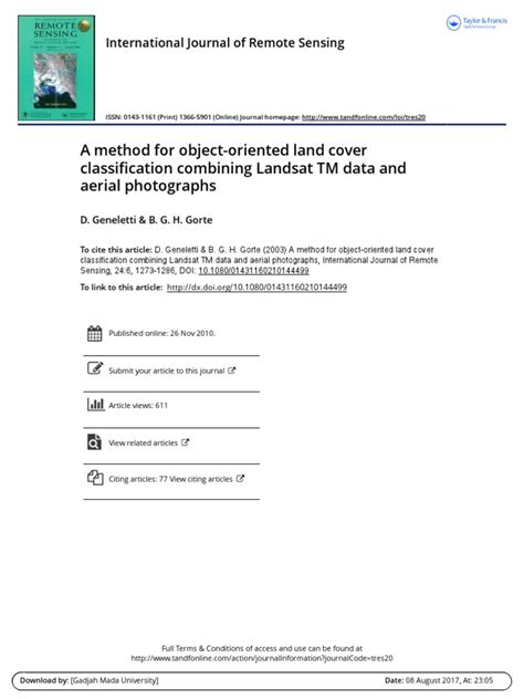 A Method For Object Oriented Land Cover Classification Combining