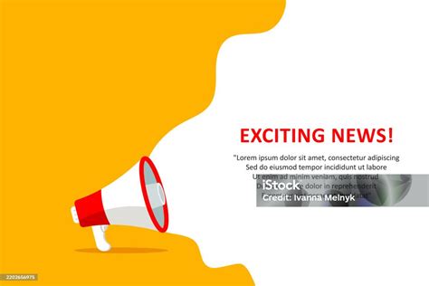 신나는 소식 메가폰이 있는 배너 흥미 진진한 뉴스 연설 풍선 배너 소매 쇼핑 온라인 마케팅 템플릿 배너 포스터 및 배경에 대 한 벡터 그림 개념에 대한 스톡 벡터 아트 및