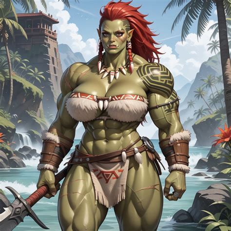 Rule 34 Ai Generated Female Fur Armor Green Skin Muscular Muscular