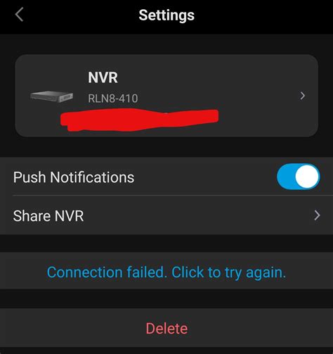reolink android app can t view advanced settings connection failed try