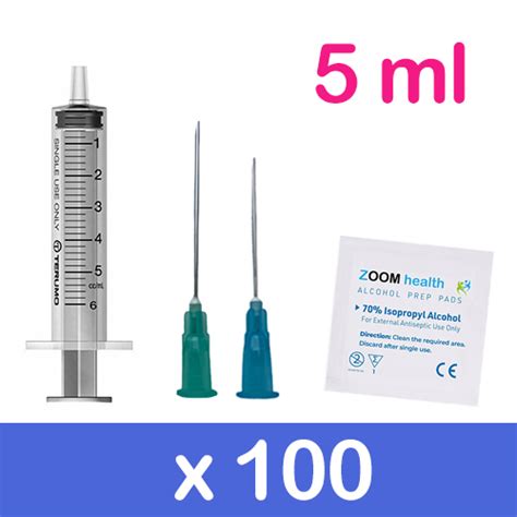 Blue 5ml 100 Pack Injection Kit Needles Syringes And Swabs Zoom Health
