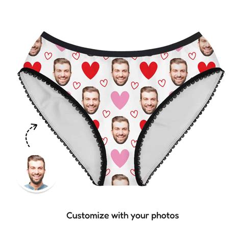 Red Heart Panties With Your Photos And Pink Heart Pattern