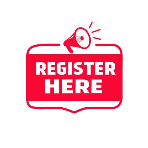 Vector Design Register Here Banner With Megaphone Icon Flat Web