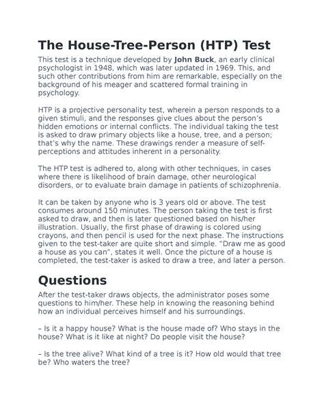 Human Tree Person The House Tree Person Htp Test This Test Is A