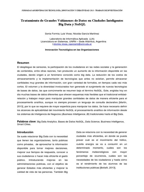 Big Data Y Nosql Pdf Big Data Bases De Datos