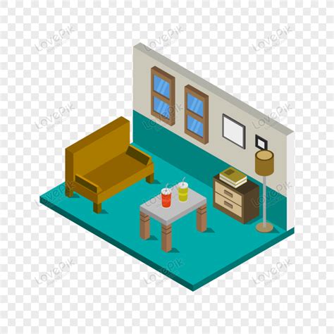 벡터에서 아이소 메트릭 라운지 룸 Png 일러스트 무료 다운로드 Lovepik