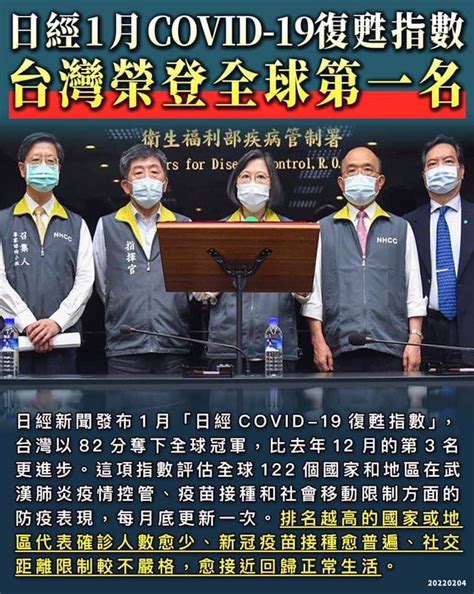 我是台灣人．台灣是咱的國家 日經1月covid 19復甦指數 台灣榮登全球第一名 👏👏👏