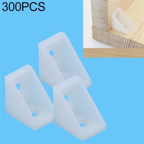 300 Pcs 플라스틱 두꺼운 분리형 코너 커넥터 가구 직각 보드 브래킷 커버 없음 크기 S 흰색