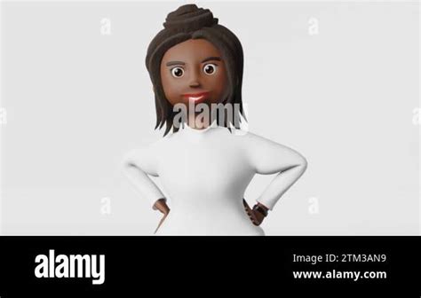 Smiling African American Body Positive Woman 3d Animation Loop Social