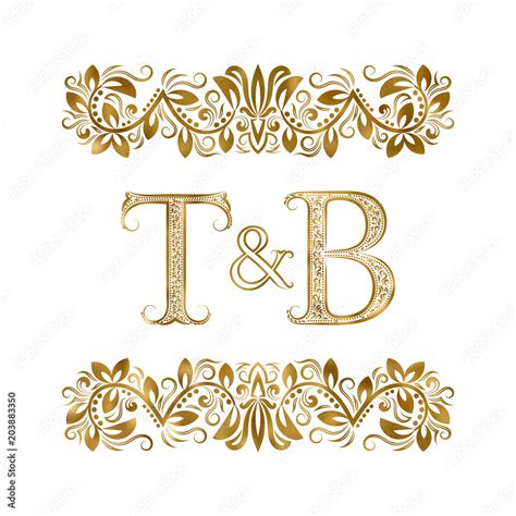 T And B Vintage Initials Logo Symbol The Letters Are Surrounded By