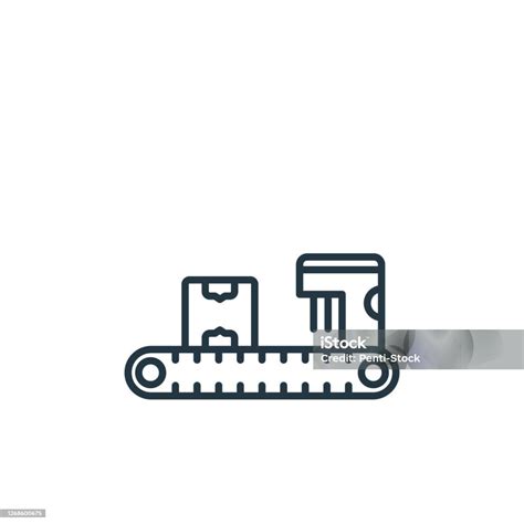 흰색 배경에 격리된 컨베이어 벨트 벡터 아이콘입니다 웹 사이트 디자인 및 모바일 앱 개발을위한 개요 얇은 라인 컨베이어 벨트 아이콘 얇은 라인 컨베이어 벨트 윤곽선 아이콘