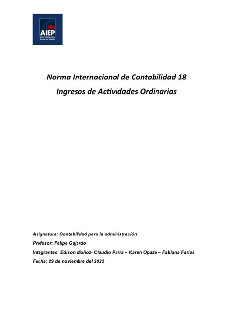 Norma Internacional De Contabilidad 18 Pdf Contabilidad Bienes