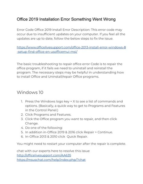 Ppt Office 2019 Installation Error Something Went Wrong Powerpoint Presentation Id 13412558