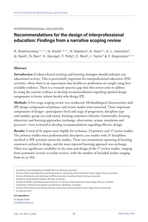 Pdf Recommendations For The Design Of Interprofessional Education