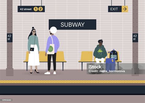 지하철 역의 플랫폼에서 기다리는 승객 매일 통근자 출근 지하철 역에 대한 스톡 벡터 아트 및 기타 이미지 지하철 역 지하철