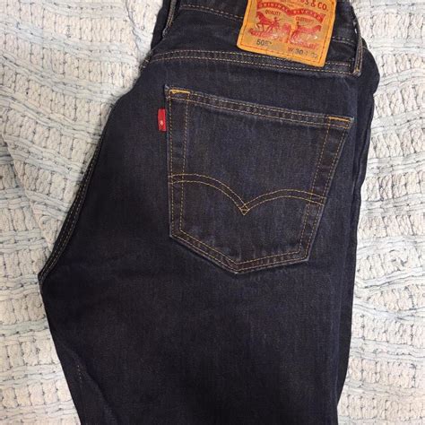 Levis 501 Dark Wash Straight Leg Jeans Depop