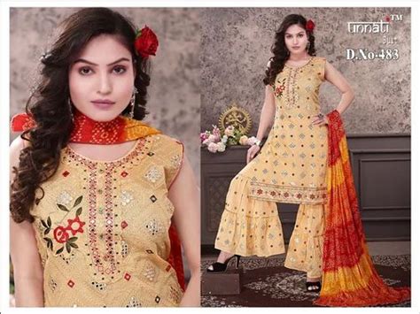 Embroidered Ladies Multicolour Rayon Sharara Suit At ₹ 850set In New Delhi