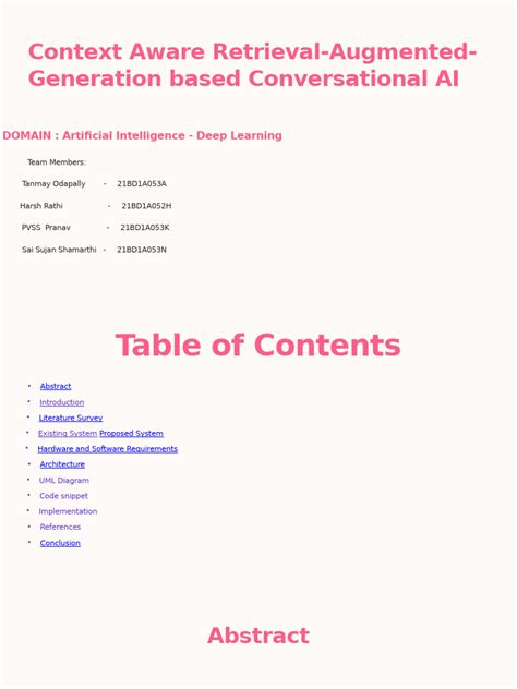 Context Aware Retrieval Augmented Generation Based Conversational Ai