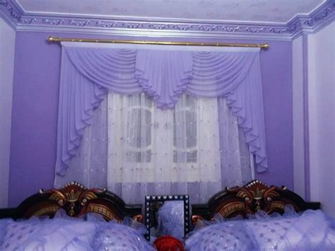 أشكال ستائر على مواسير مودرن 2024 براقع وشيفون