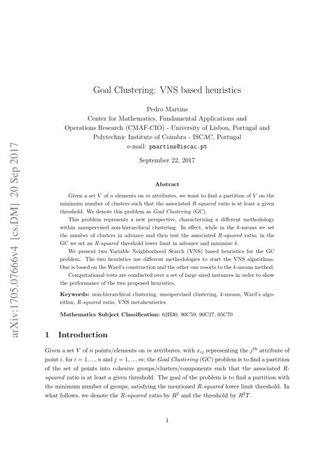 Pdf Goal Clustering Vns Based Heuristics