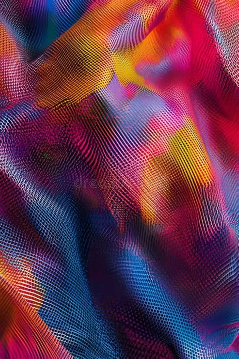 Vibrant Abstract Digital Art With Colorful Mesh Texture In Dynamic Wave Patterns Stock