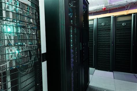 Premium Photo Data Center With Multiple Rows Of Fully Operational