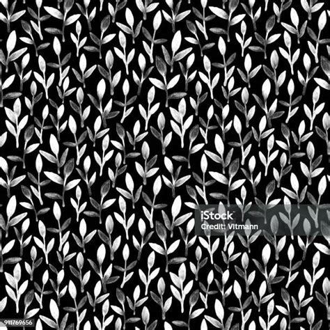 간단 하 고 귀여운 꽃 완벽 한 패턴입니다 흰색과 회색 봄 잎 손으로 수채화로 그린 자연 잎 검은 배경에 그림입니다 아트 배경 배경 화면입니다 아름 다운 브러쉬 0명에 대한