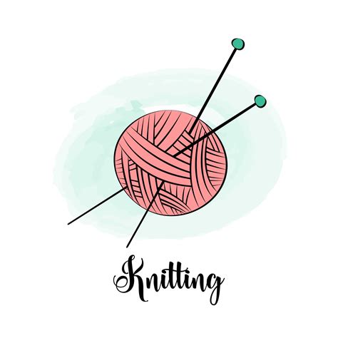 Knitting Ball Of Wool And Two Needles Stuck Into It Symbol Of