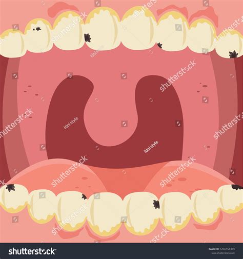 Cute Cartoon Teeth Character Oral Cavity Stock Vector Royalty Free