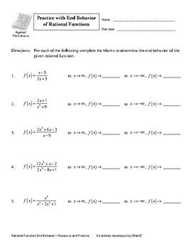 End Behavior Of Rational Functions Rules And Practice By Mathxmath