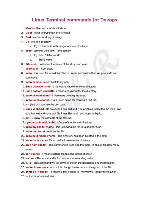 Linux Terminal Commands For Devopspdf