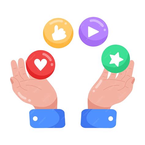 Premium Vector A Hand Holding A Button With A Heart Icon And A Play Button