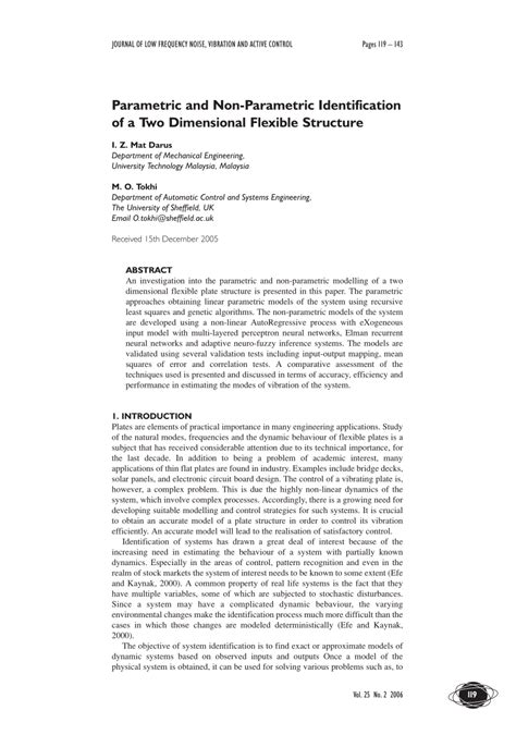 Pdf Parametric And Non Parametric Identification Of A Two Dimensional