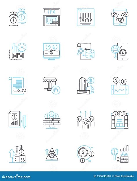Economical Approach Linear Icons Set Efficiency Frugality Budgeting Streamlining