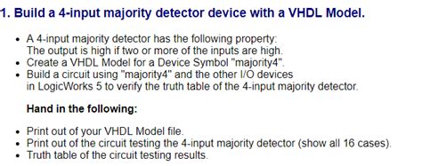 Solved 1 Build A 4 Input Majority Detector Device With A