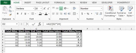 Calculate Average Speed In Microsoft Excel