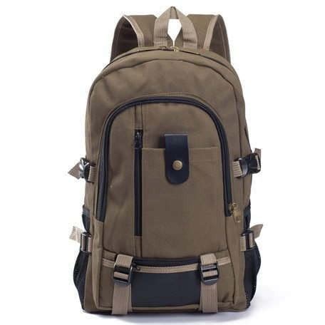 Brown Canvas Backpack With Brown Color Laptop Protection And Large