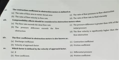 Solved Xii The Contraction Coefficient In Obstruction