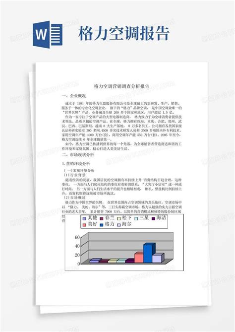 格力空调调查分析报告Word模板下载 编号qendewdn 熊猫办公
