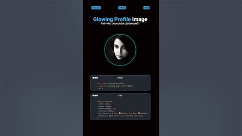 animated glowing profile picture using pure css mzcode01 🚀 shorts