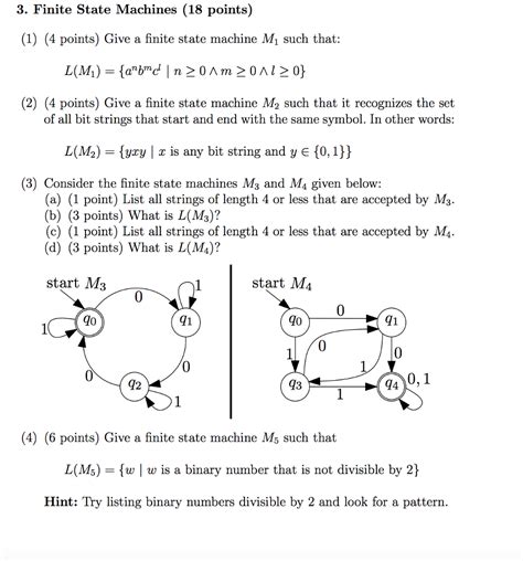Solved Finite State Machines Points Points Chegg