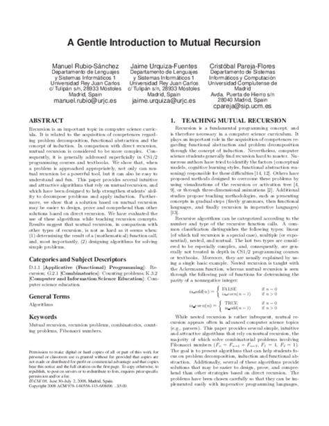Pdf A Gentle Introduction To Mutual Recursion